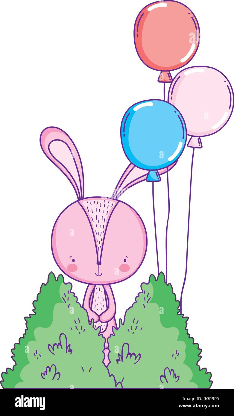 cute little rabbit with balloons helium Stock Vector Image & Art - Alamy