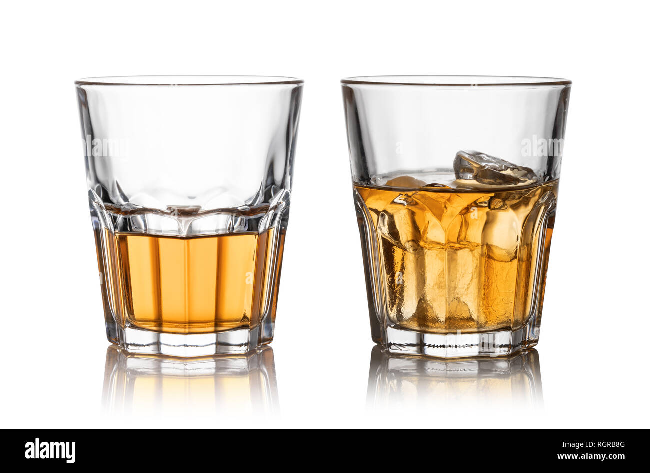 iGlass of whisky and ice isolated white background Stock Photo - Alamy