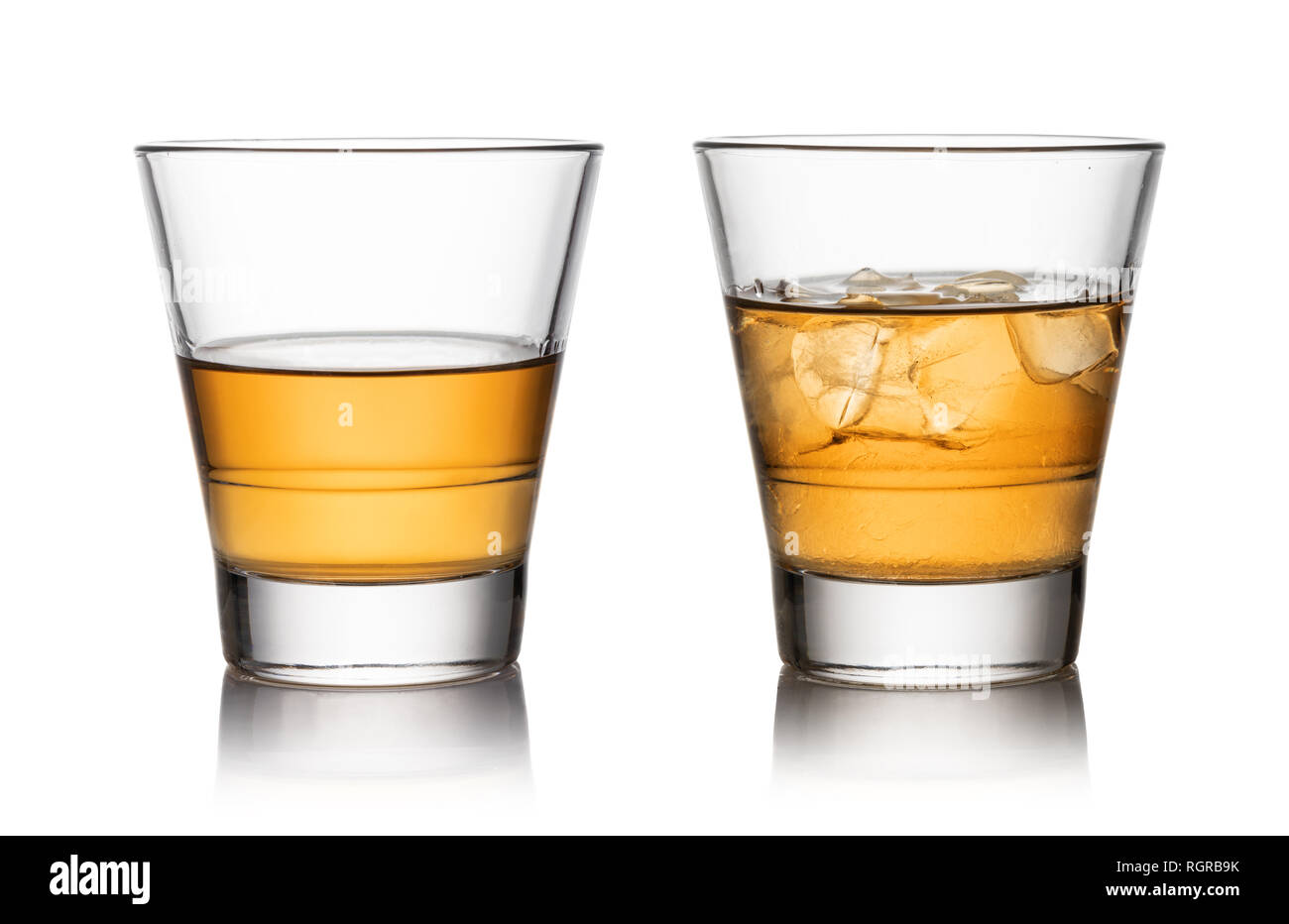 iGlass of whisky and ice isolated white background Stock Photo - Alamy