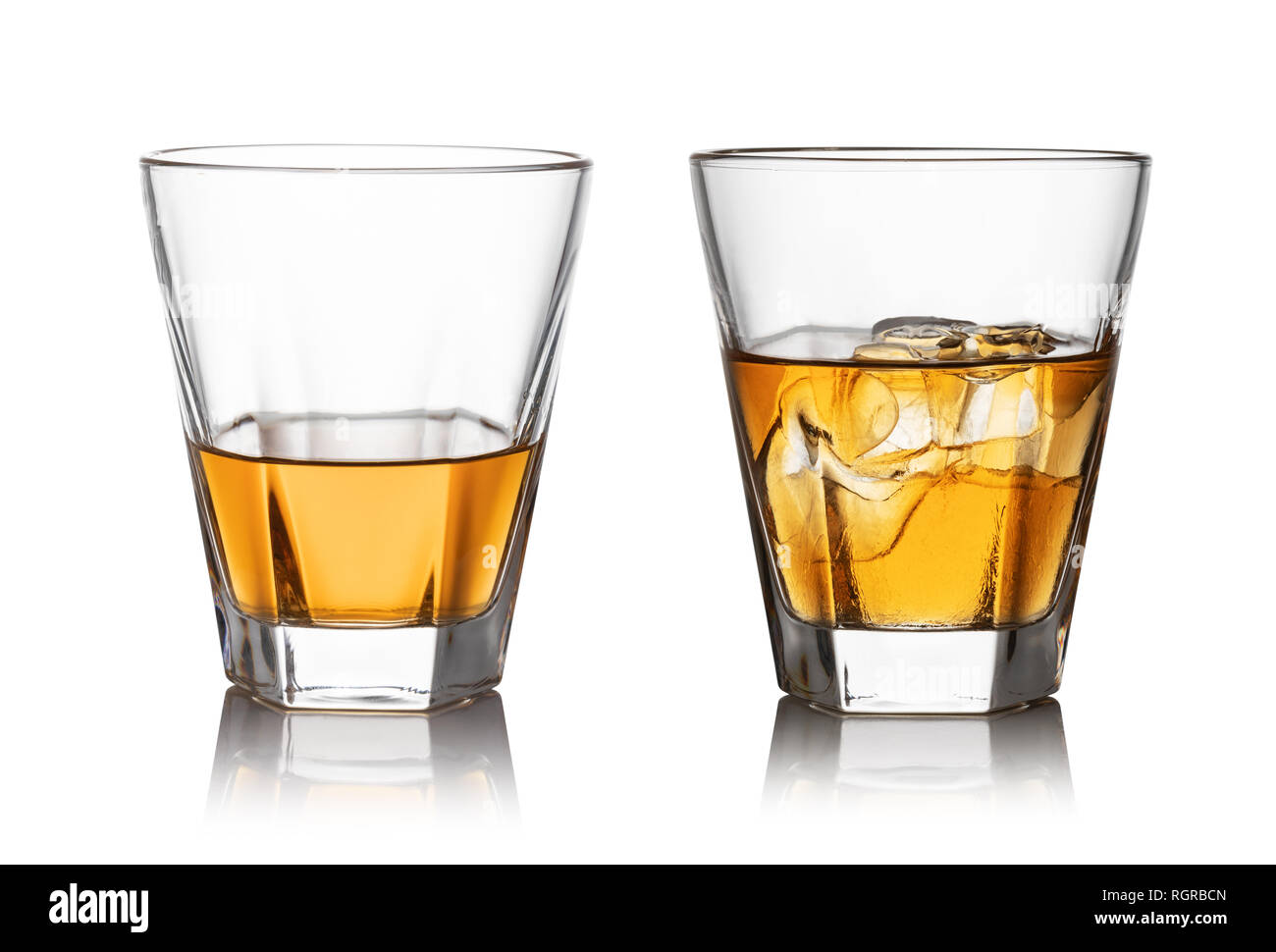 iGlass of whisky and ice isolated white background Stock Photo - Alamy