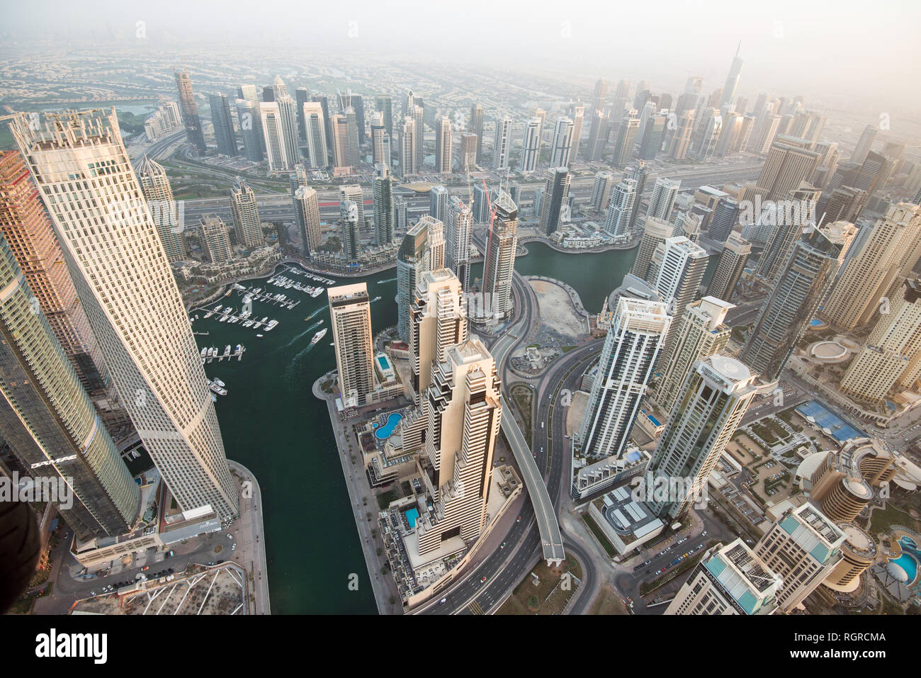 DUBAI, UAE - February 16, 2018: Aerial view of Dubai Marina, United ...
