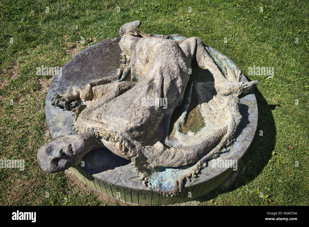 Bronze carving depicting the emaciated figure of an Irish immigrant ...