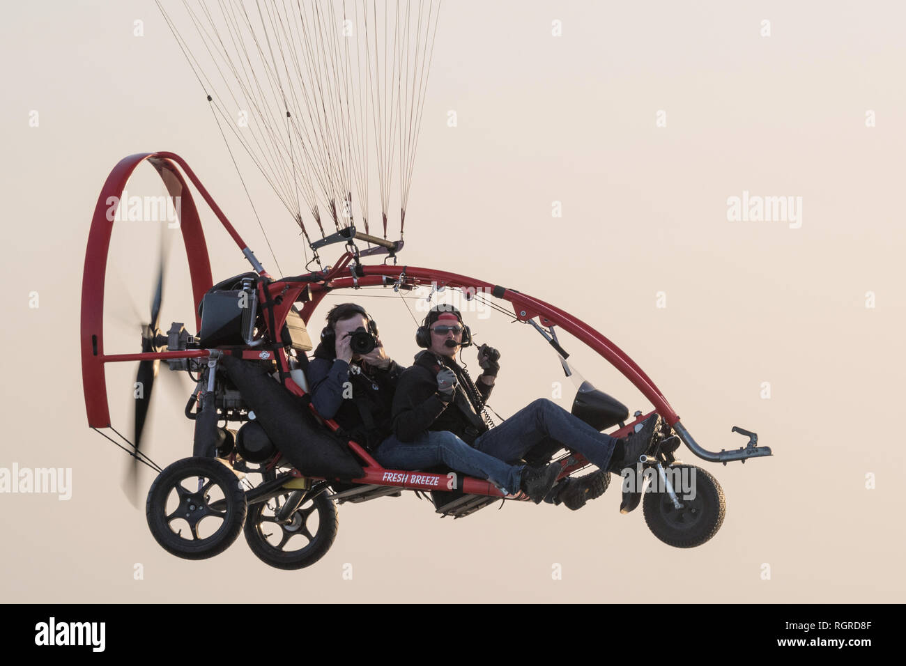 DUBAI, UAE - February 16, 2018: Detail of pilot and passenger ...