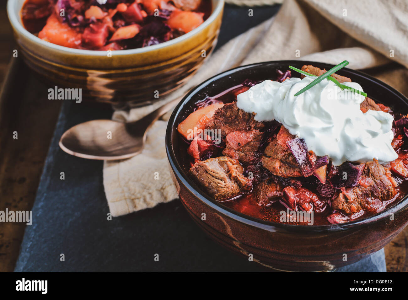 Soup bowl messy hi-res stock photography and images - Alamy