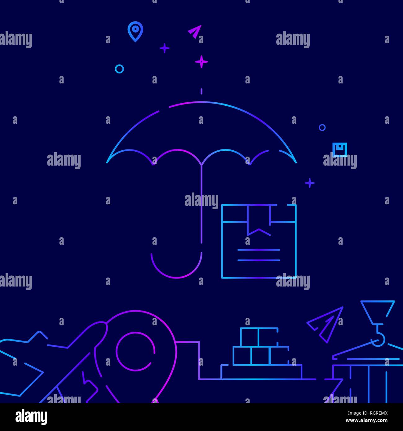 Cargo Insurance Line Icon. Umbrella and Package Box Gradient Symbol ...
