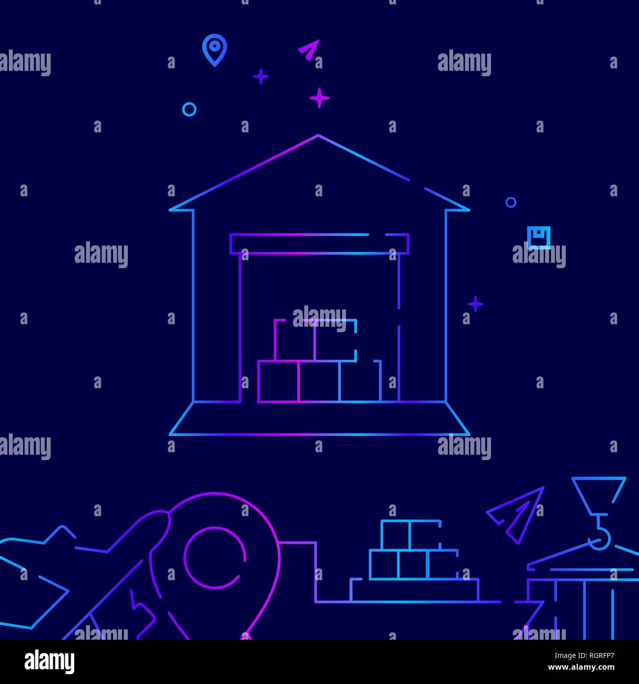 Warehouse Vector Line Icon. Storehouse and Logistics Gradient Symbol ...