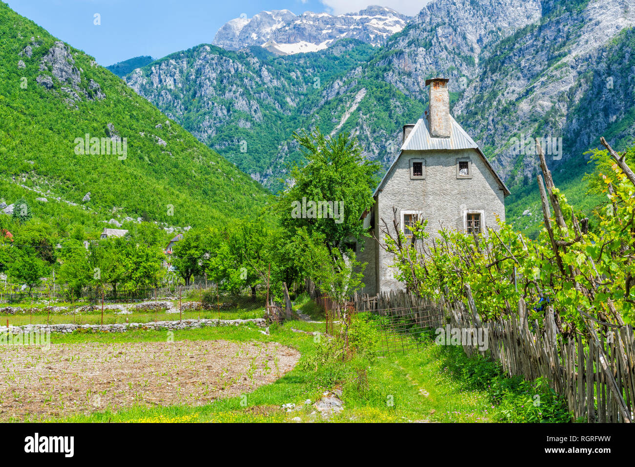 Typical house of Thethi valley, Thethi village, Albania Stock Photo - Alamy