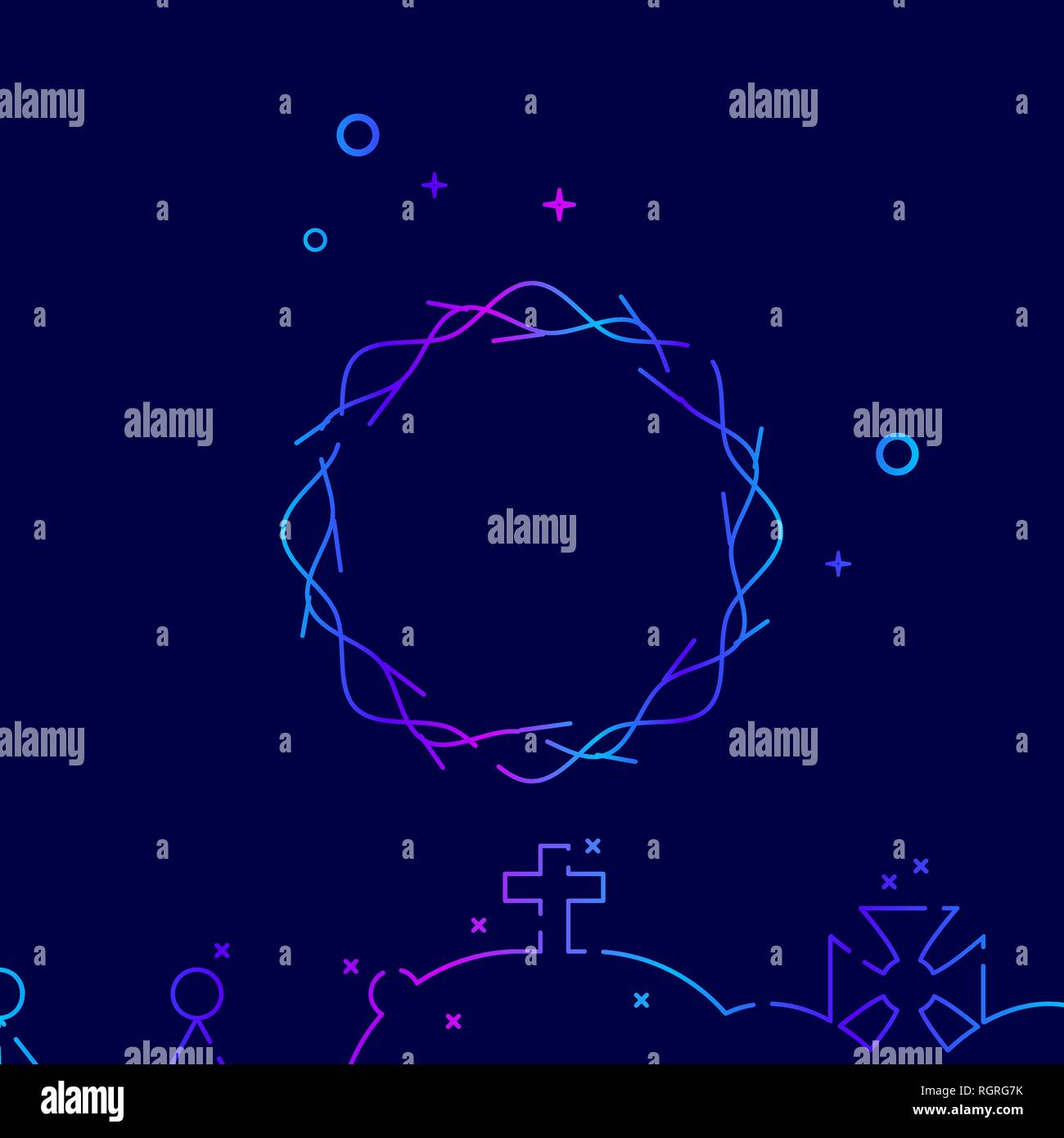 Crown of Thorns Vector Line Icon. Jesus Christ Crucifixion Gradient ...