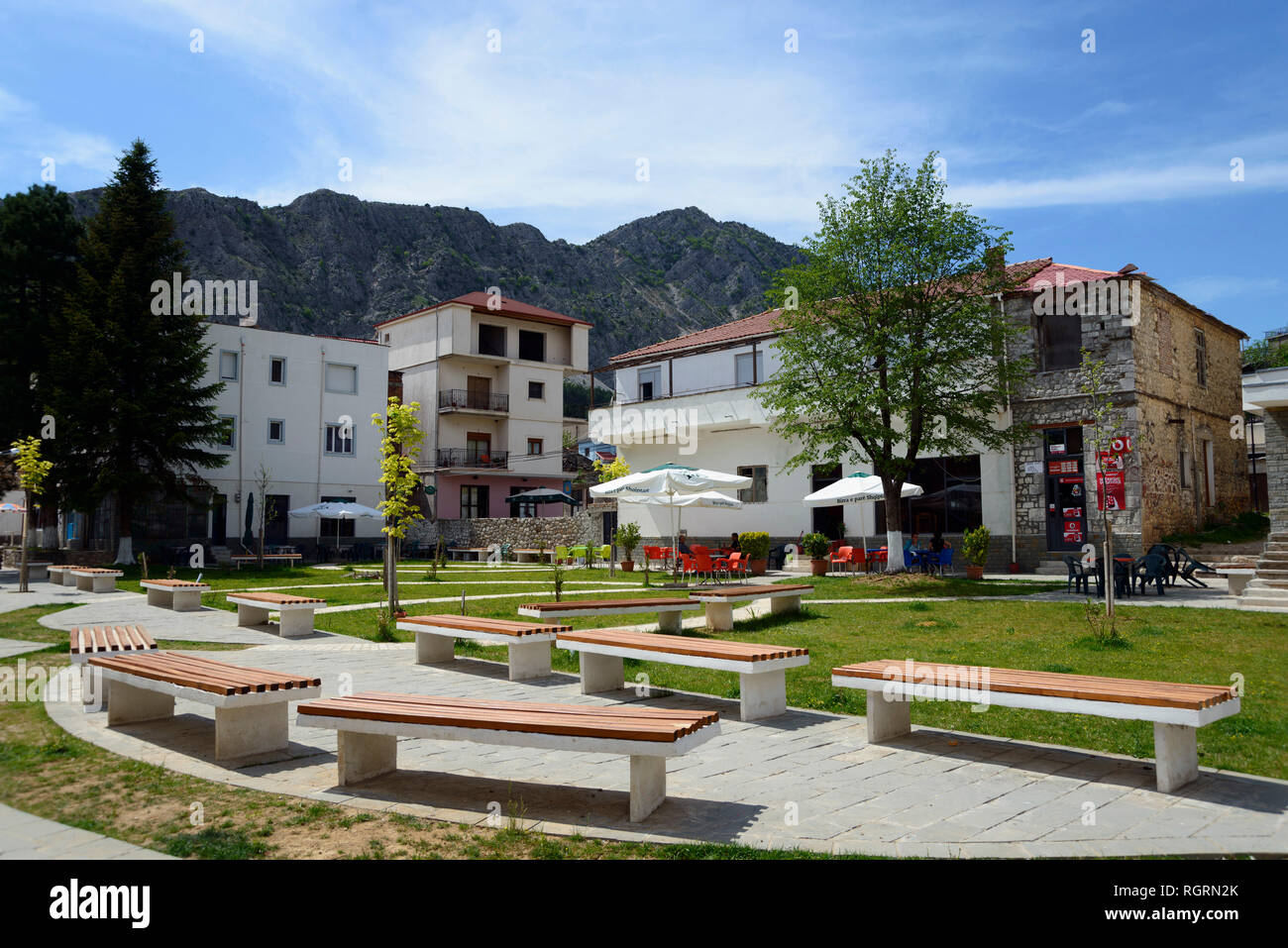 Village Square, Leskovik, Kolonja, Albania, Leskoviku Stock Photo - Alamy
