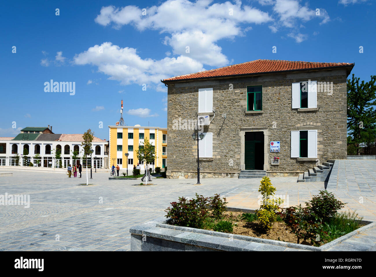 Town hall, Rilindja Square, Erseke, Korca, Kolonja, Albania, Erseka ...
