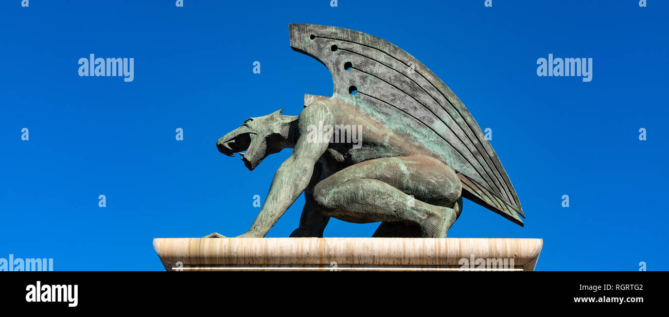 Mythical Creature Griffin Gryphon Statue on top of a plinth Stock Photo ...
