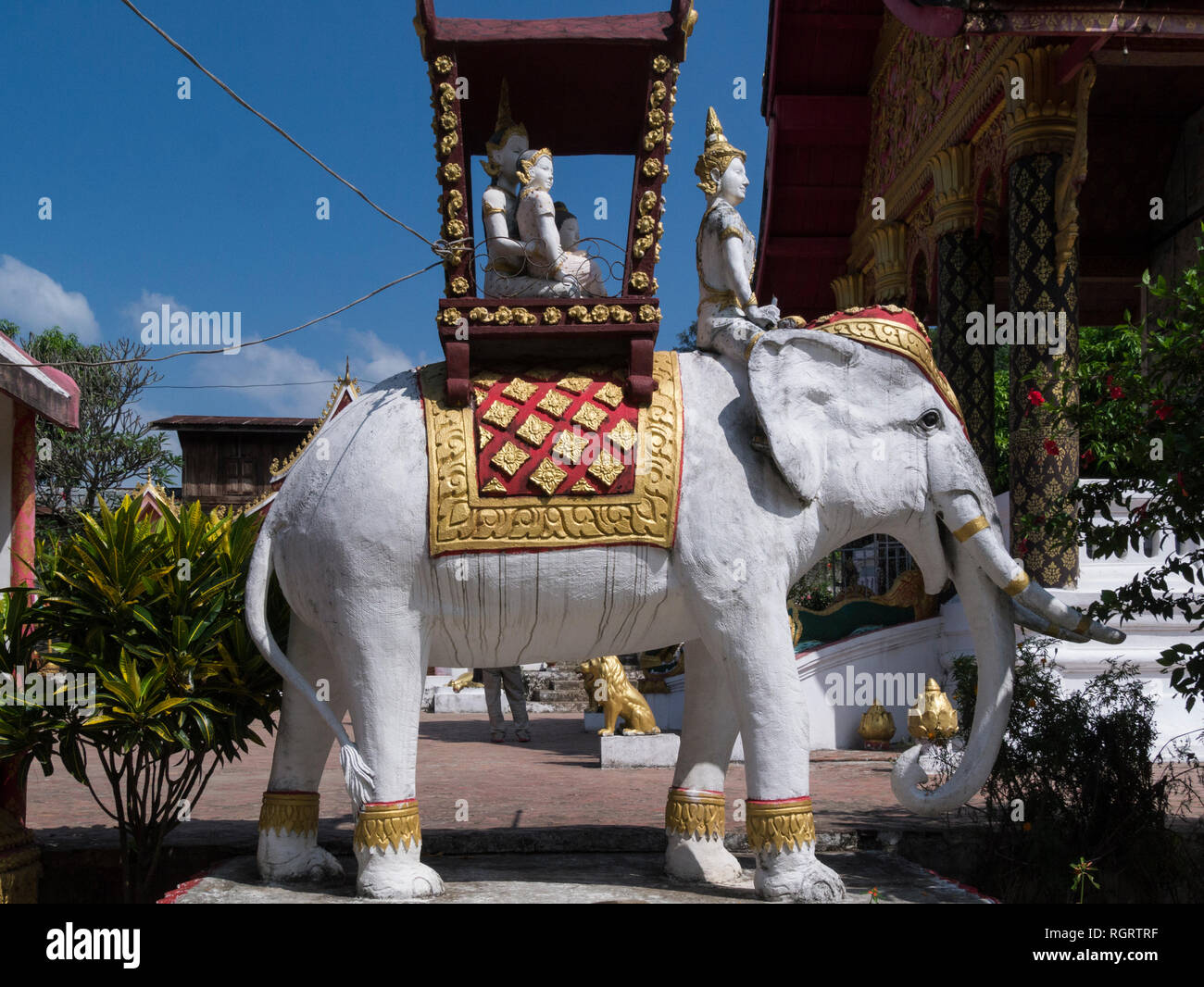 Elephant sculpture in Whiskey village Ban Xang Hai Laos Asia renowned ...