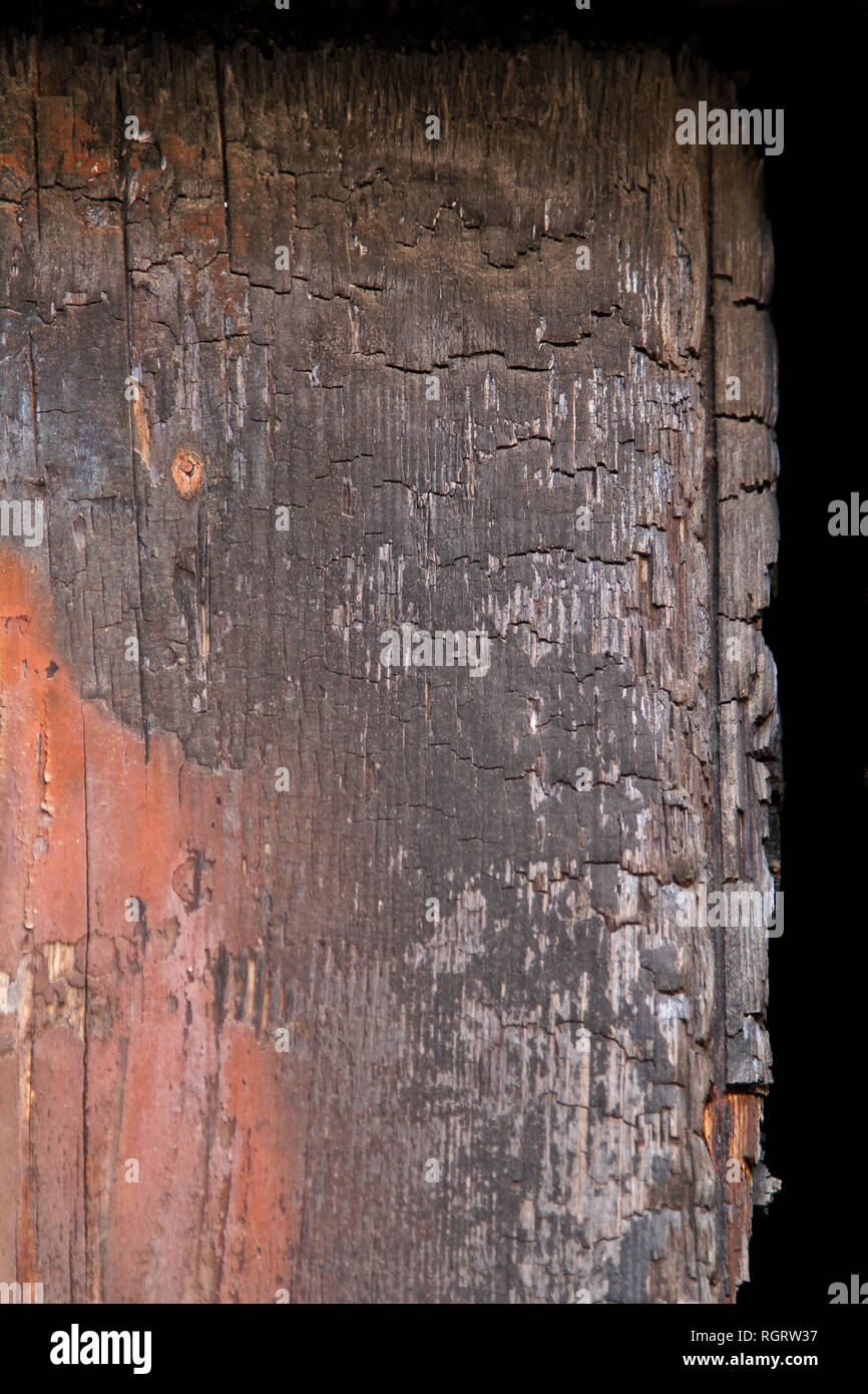Damaged and burned wooden door after fire inferno Stock Photo - Alamy