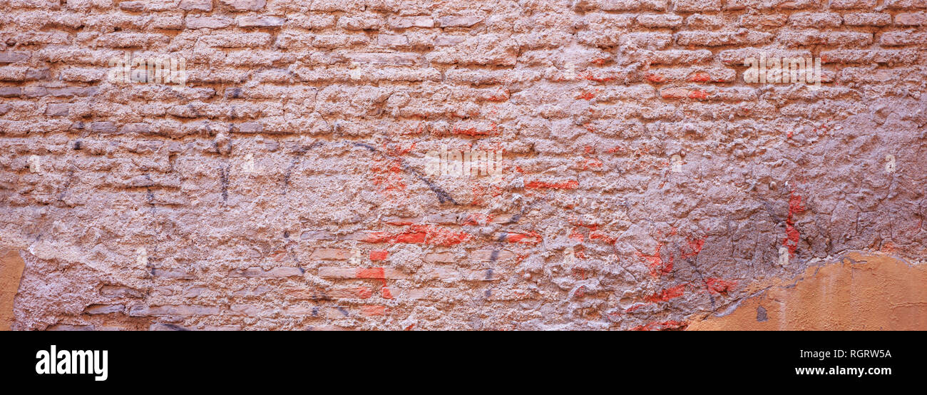 Old weathered bricks wall background texture, brown color. Vintage ...