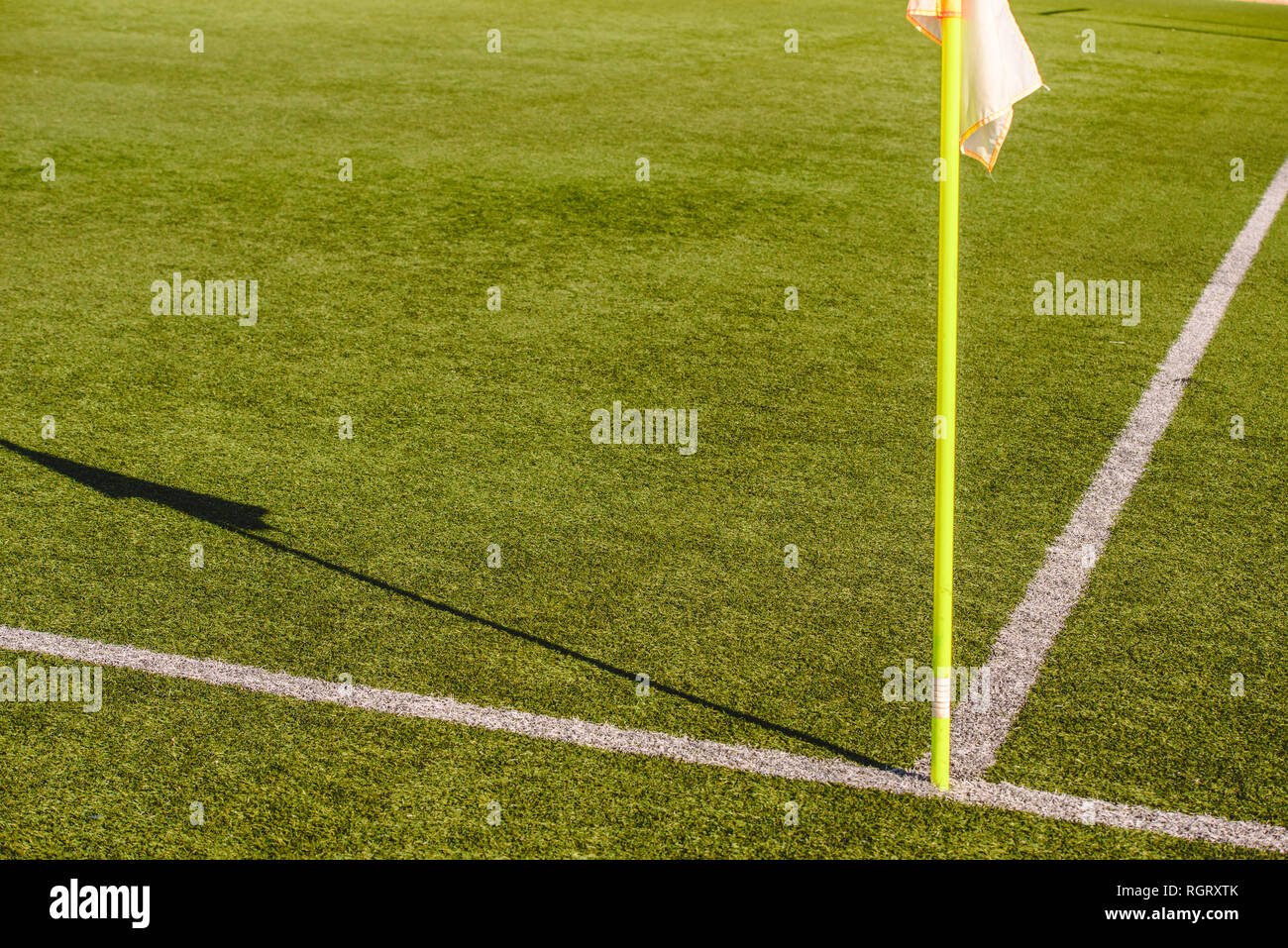 Flags on a soccer field, stop and warning concept Stock Photo - Alamy