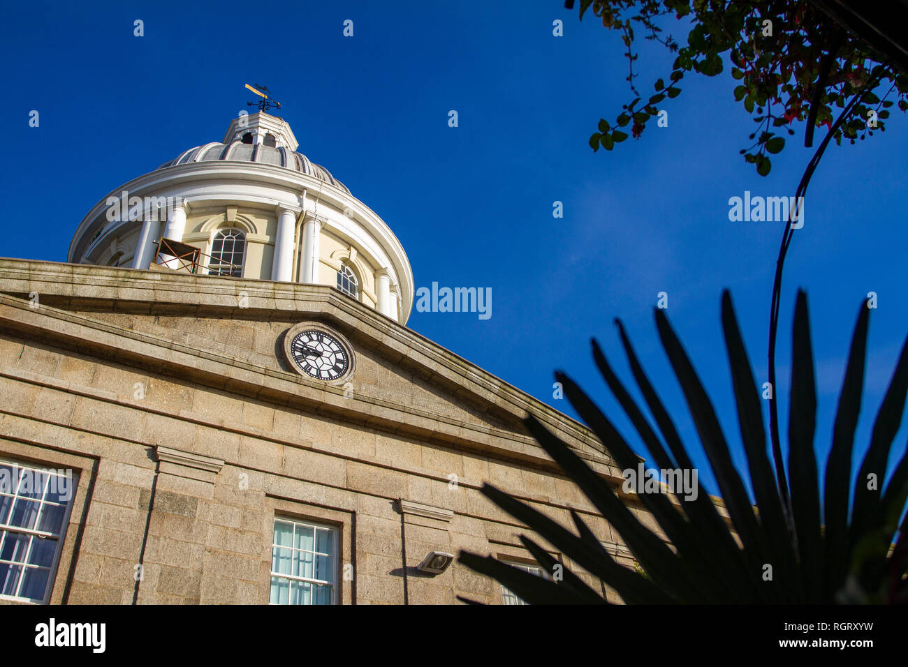 The distinctive Lloyds building dome in Penzance, Cornwall, UK Stock ...