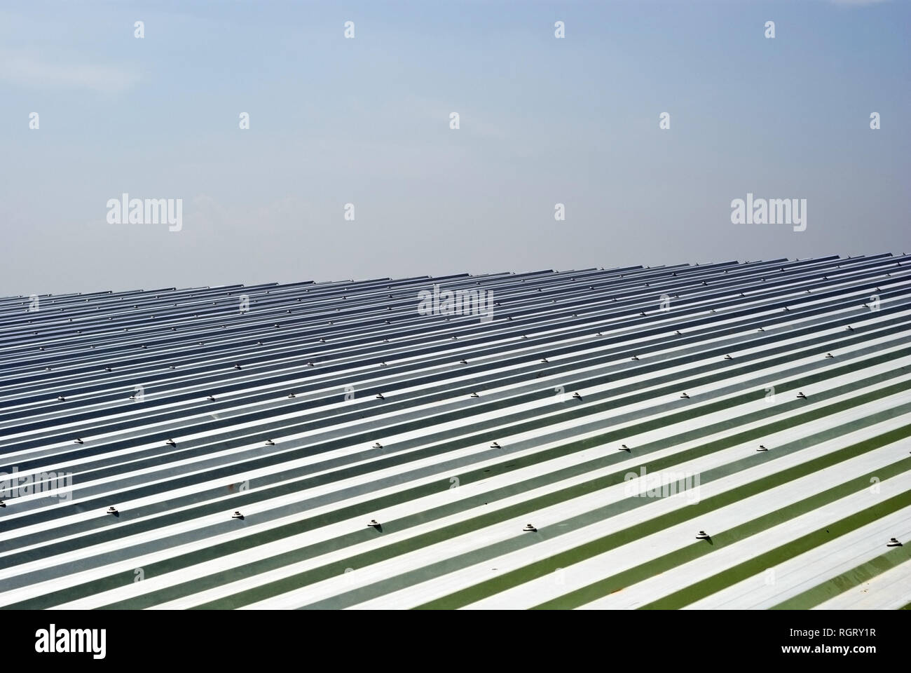 Roof of warehouse made by Metal sheet Stock Photo - Alamy