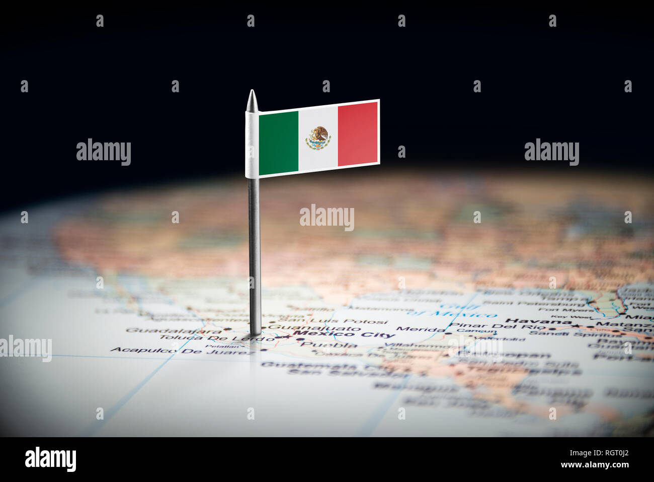 Mexico marked with a flag on the map Stock Photo - Alamy