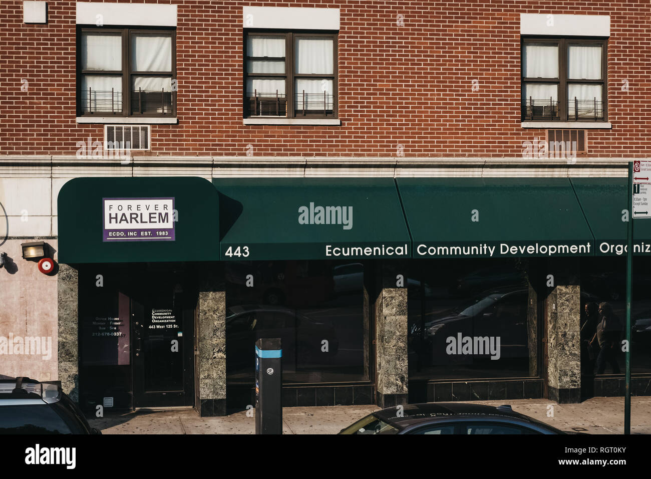New York, USA - June 01, 2018: Facade of Forever Harlem community ...