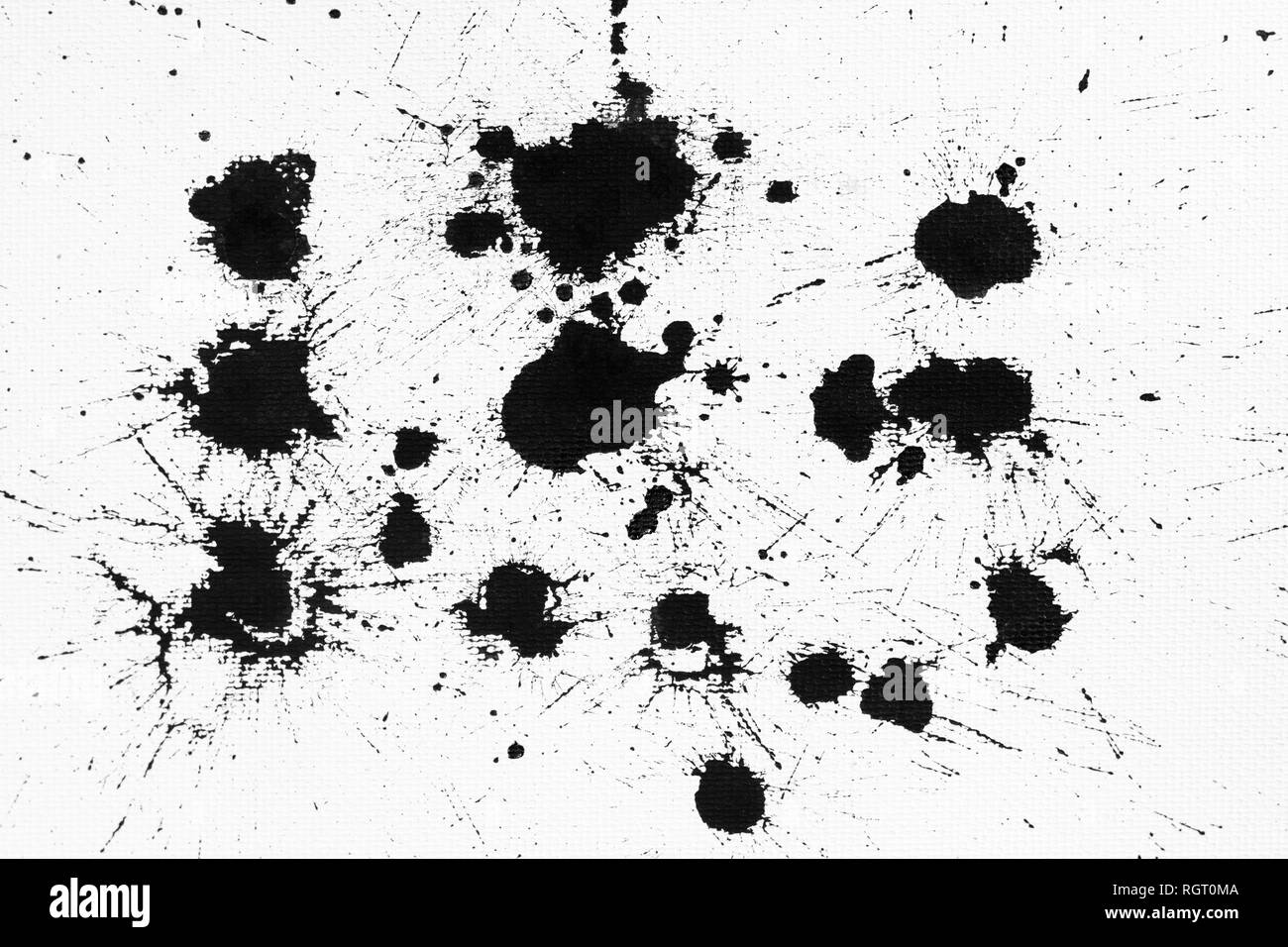 Abstract black ink splash on white paper. Grunge textured for abstract ...