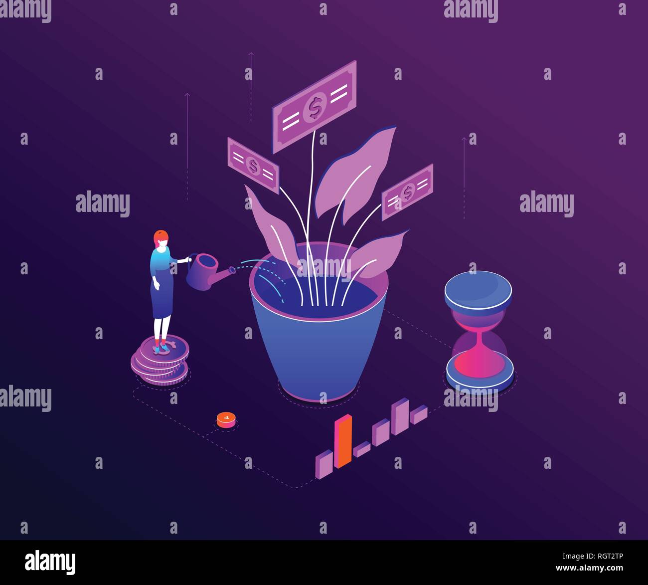 Investment concept - modern colorful isometric vector illustration ...