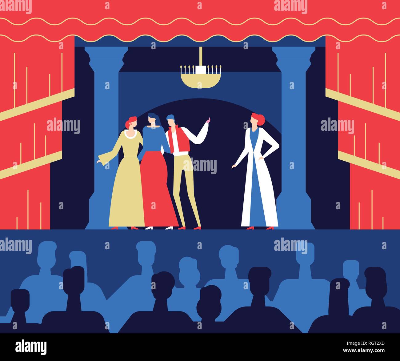 At the theatre - flat design style colorful illustration Stock Vector ...