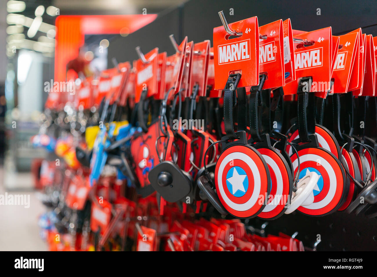 Bangkok, Thailand - August 11, 2018. - Marvel souvenirs selling at The ...