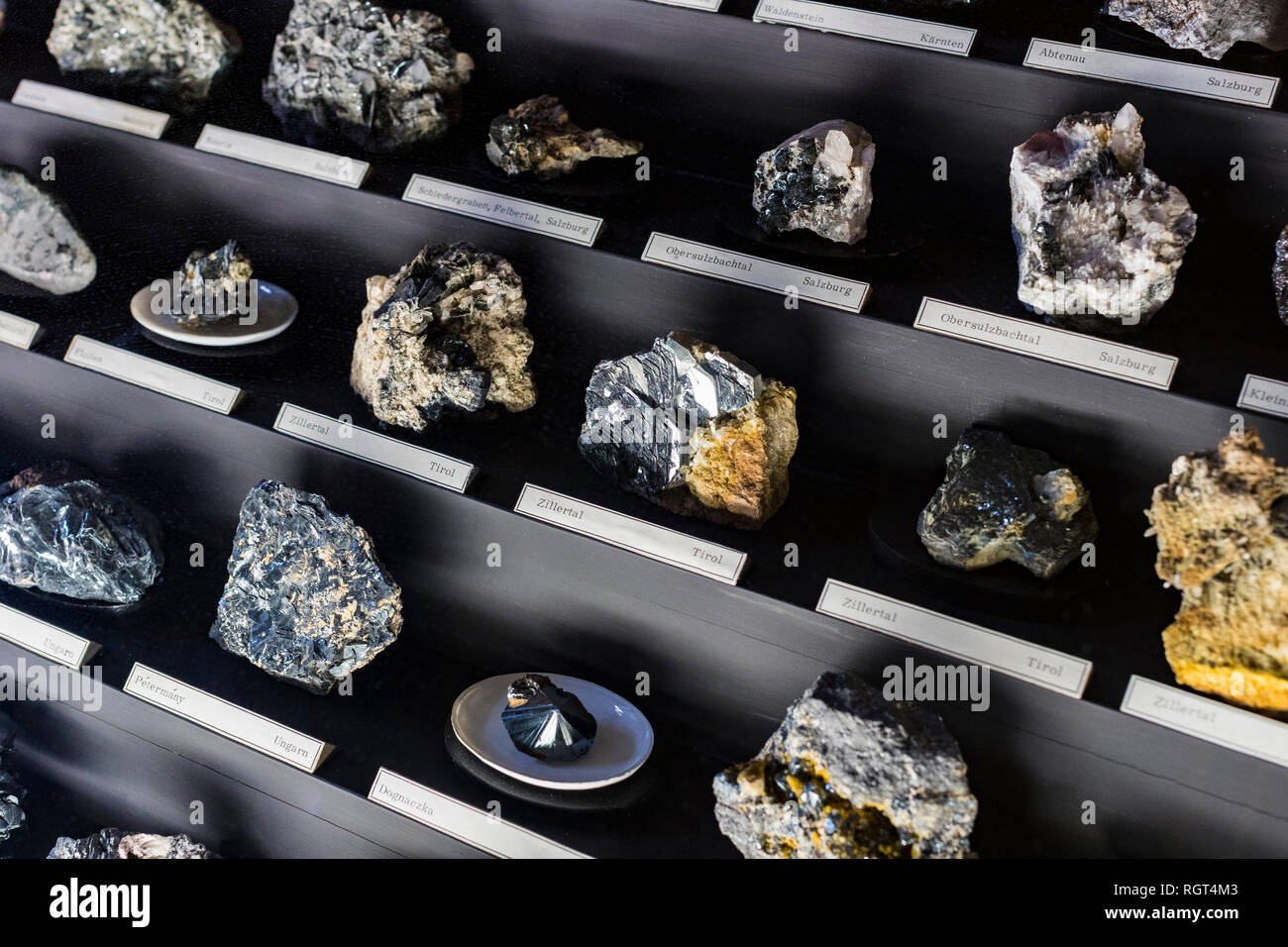 3 SEPTEMBER 2018, VIENNA, AUSTRIA: Collection of minerals of stones and ...