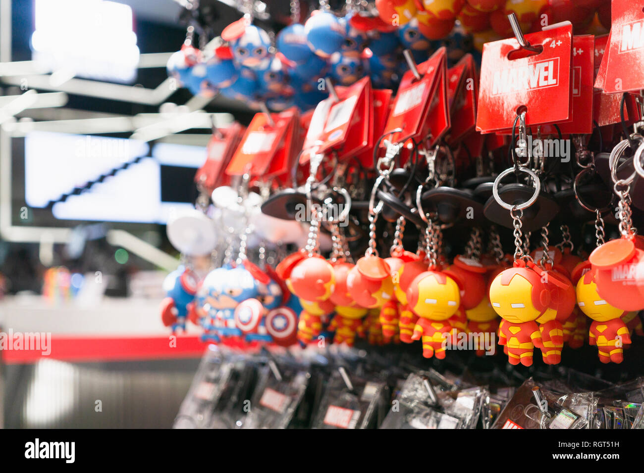 Bangkok, Thailand - August 11, 2018. - Marvel souvenirs selling at The ...