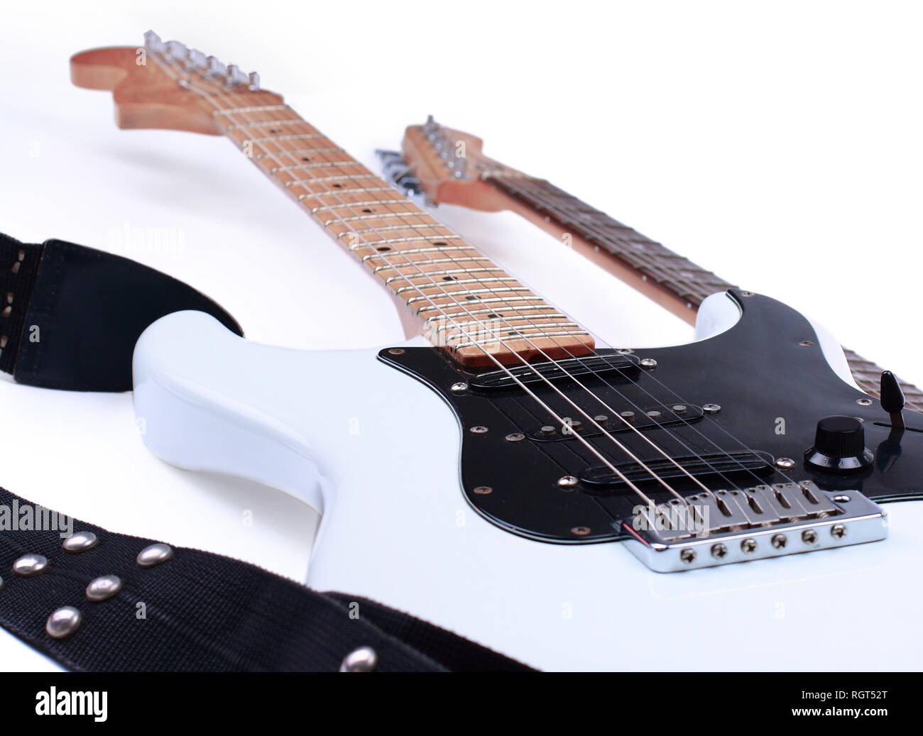 black-white Electric guitar isolated on white background Stock Photo ...