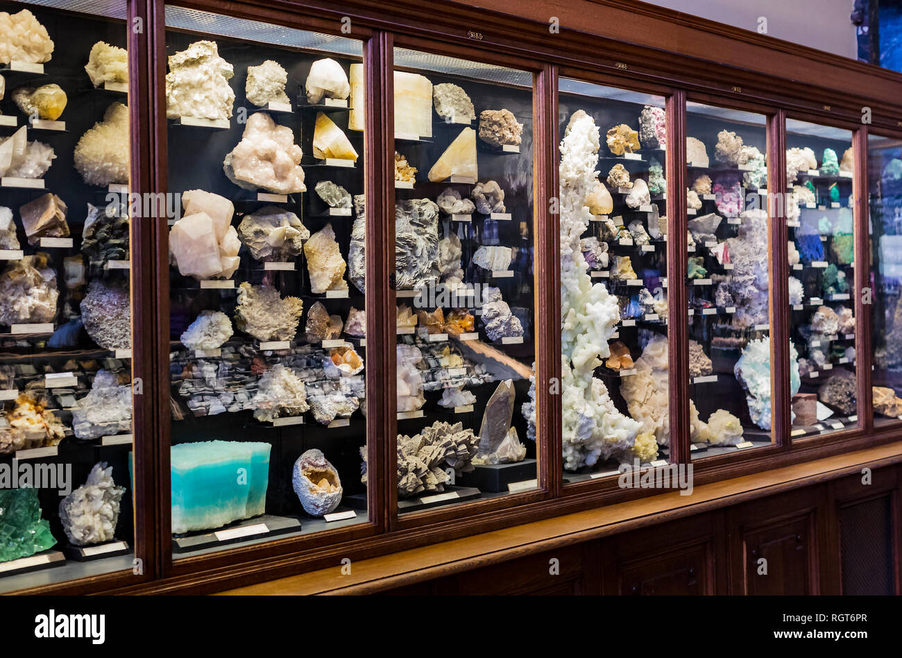 3 SEPTEMBER 2018, VIENNA, AUSTRIA: Collection of minerals of stones and ...