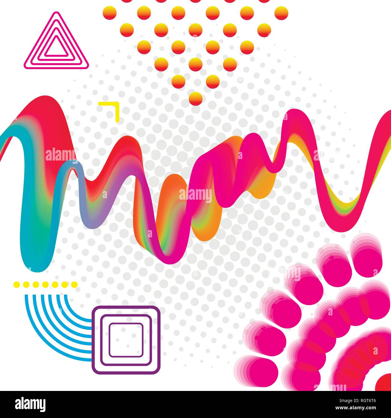 Creative modern style collage vector with waves and geometric patterns ...