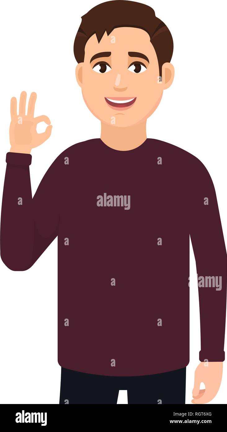 The guy shows the gesture is cool, the gesture is good. Vector ...