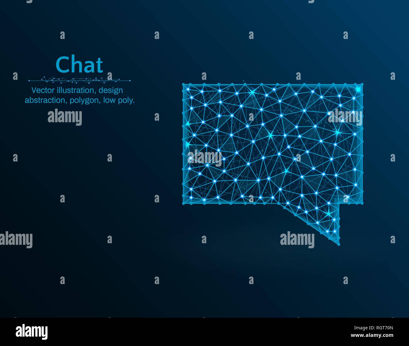 Chat low poly vector illustration, message polygon icon on blue ...