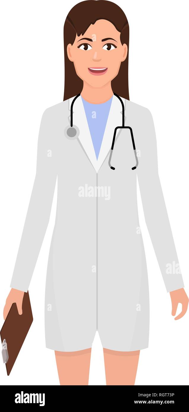 Doctor with stethoscope. Nurse in working clothes vector illustration ...