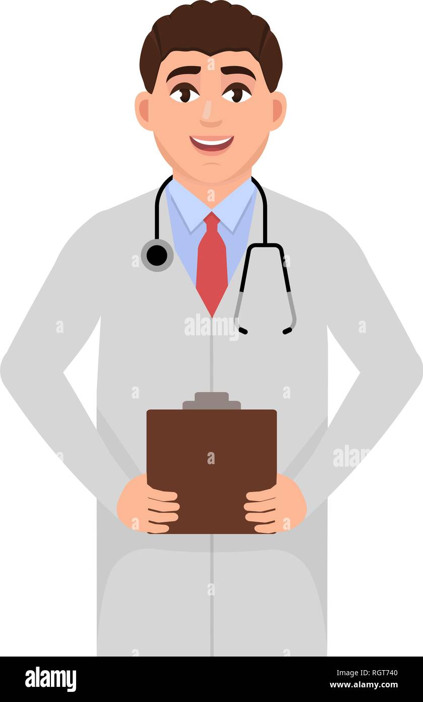 Doctor with stethoscope. Medic in working clothes vector illustration ...
