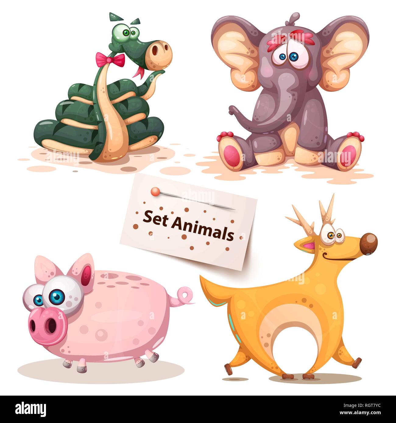 Snake, elephant, pig, deer - set elephant Stock Vector Image & Art - Alamy