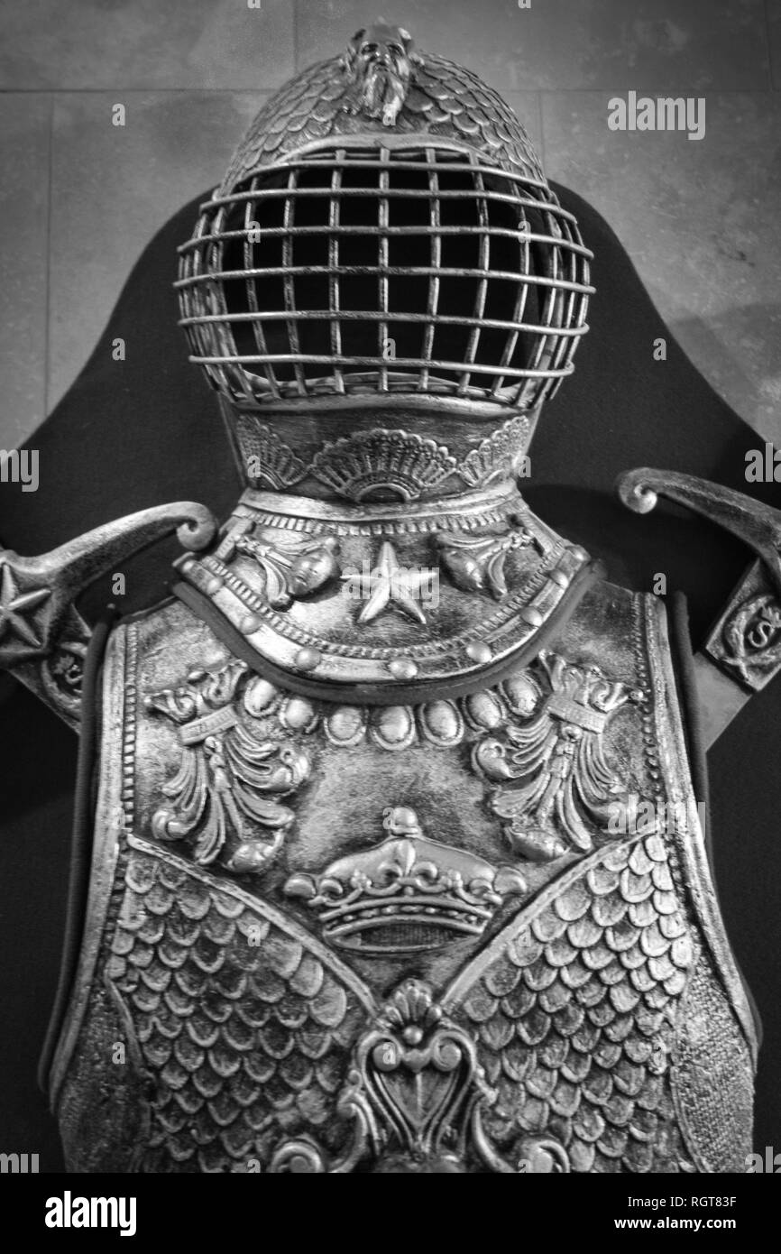 Old knight armor with helmet. Chivalry concept. Antiques castle ...