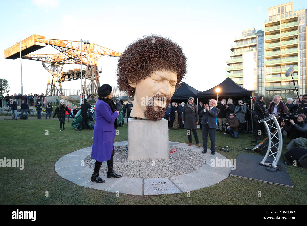 Sabina Higgins and Michael D Higgins at the unveiling of a Luke Kelly ...