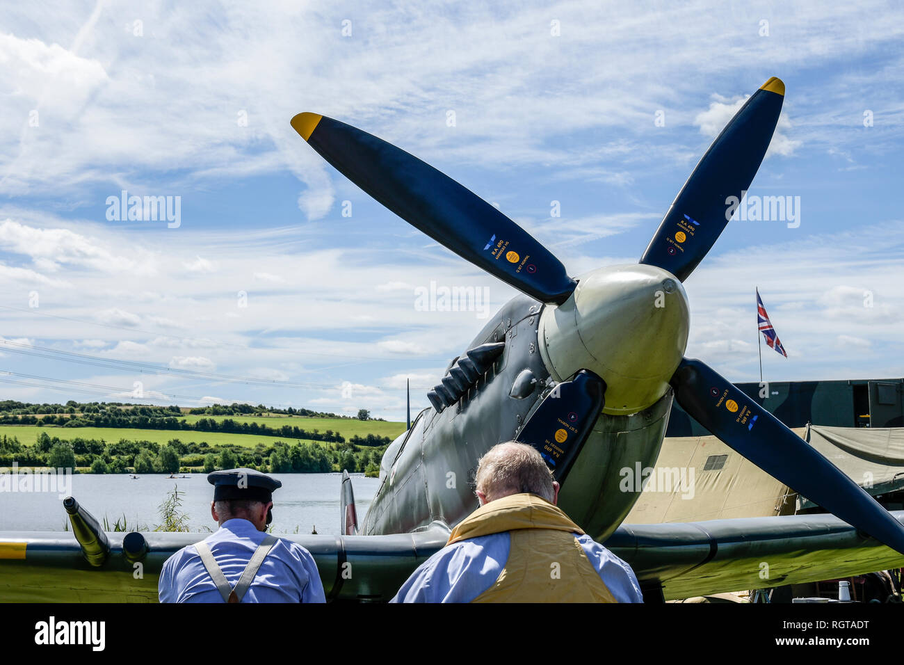 Spitfire on display Armed Forces Day Derbyshire Stock Photo - Alamy