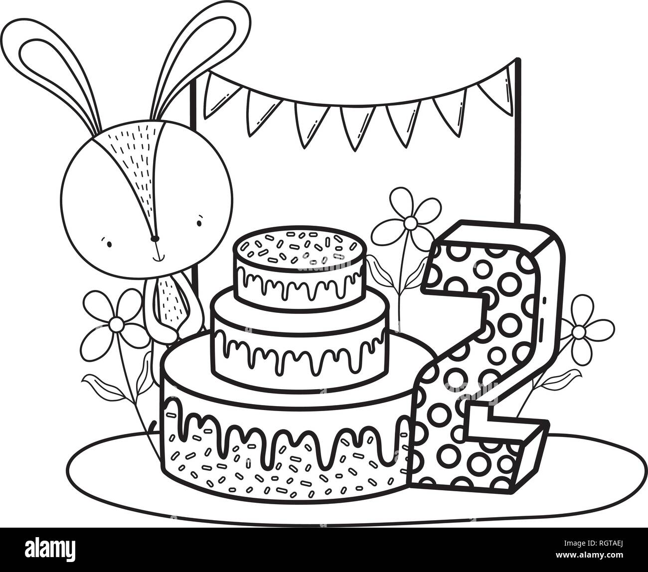 Cute little bunny birthday Stock Vector Images - Alamy