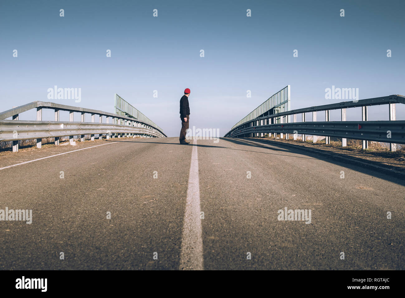 senior man on the empty road - direction and freedom concept ...