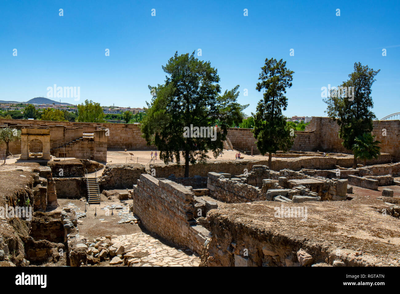 Merida, Badajoz, Spain; May 2015: ruins of Old Arab Alcazaba of Merida ...