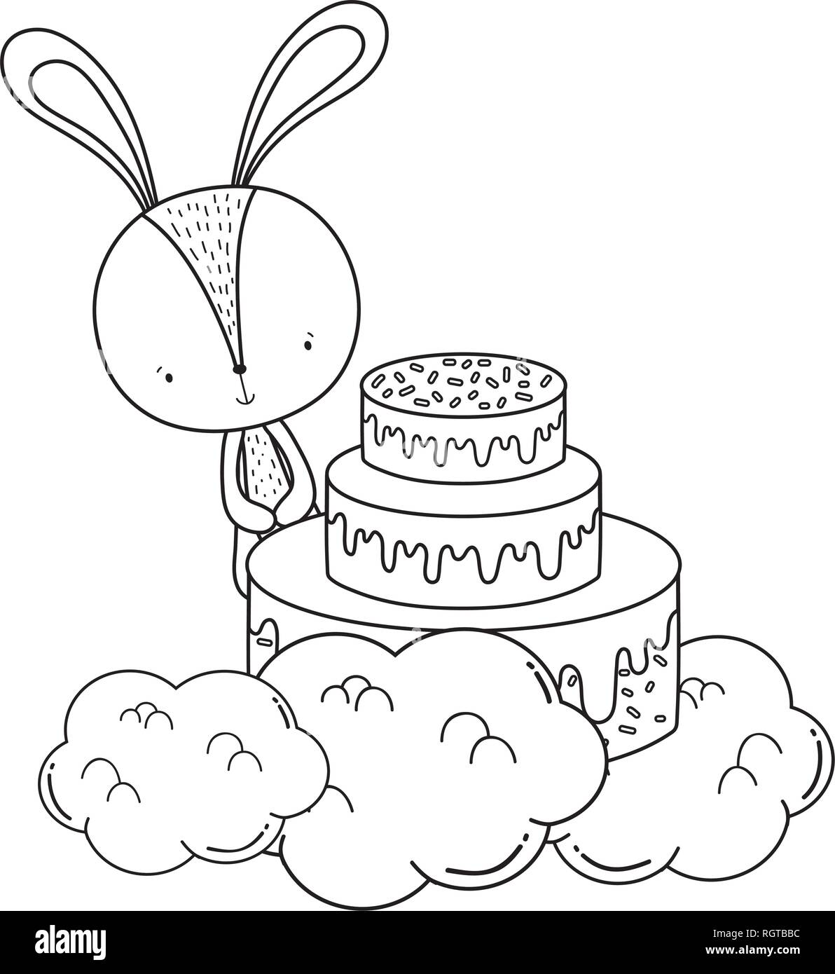 cute little rabbit with sweet cake Stock Vector Image & Art - Alamy