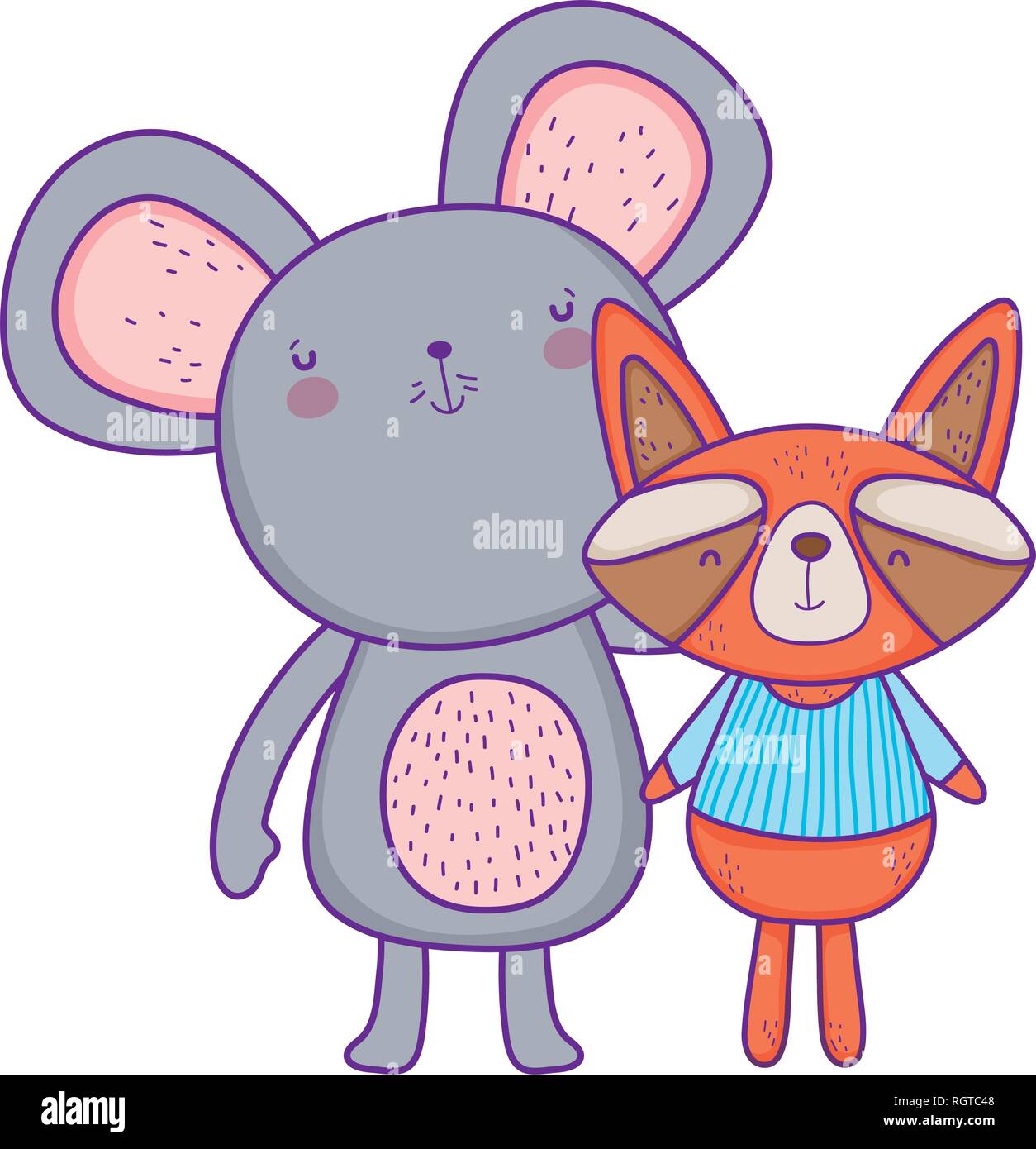 cute and little mouse with raccoon Stock Vector Image & Art - Alamy