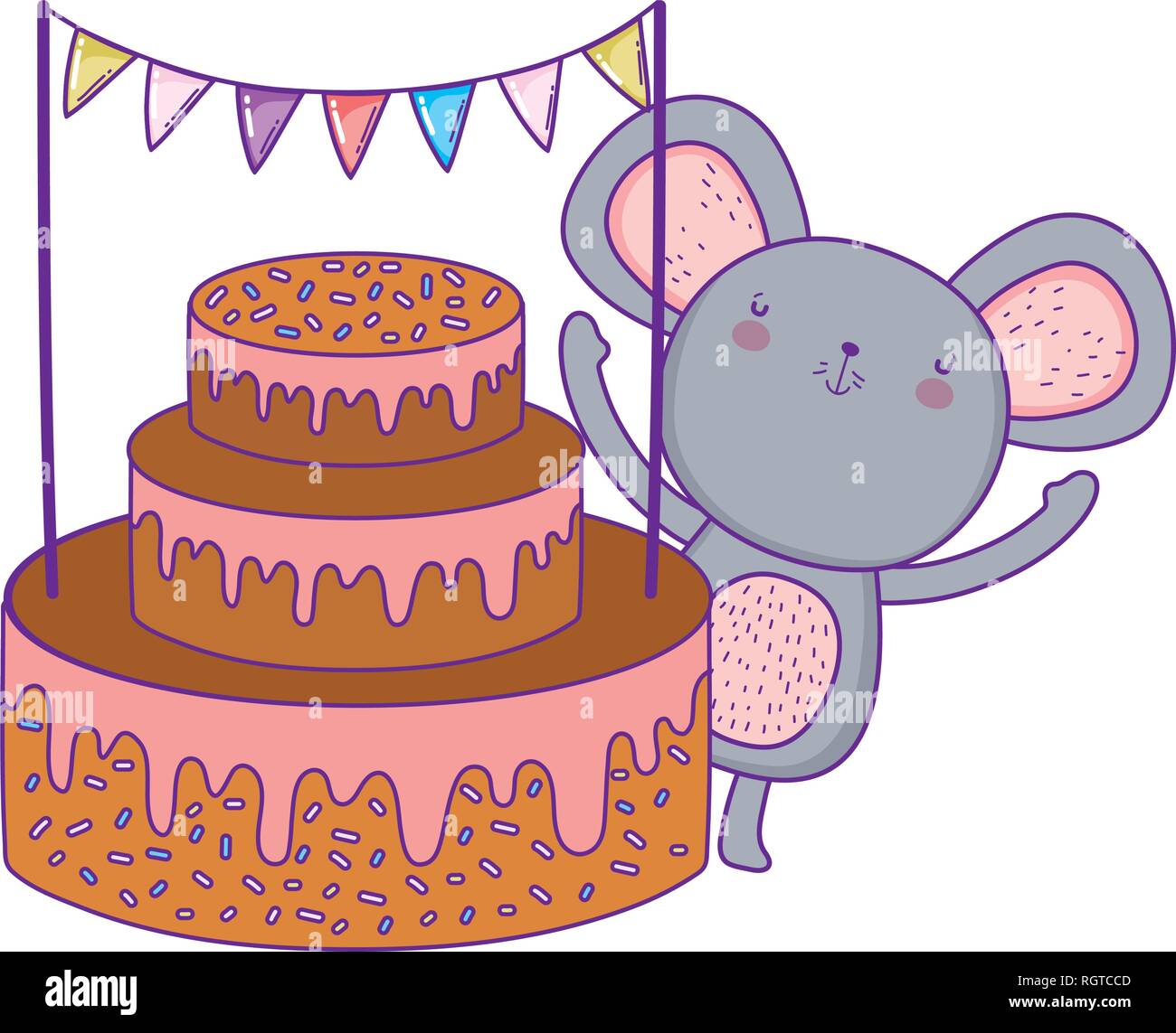 cute and little mouse with sweet cake Stock Vector Image & Art - Alamy