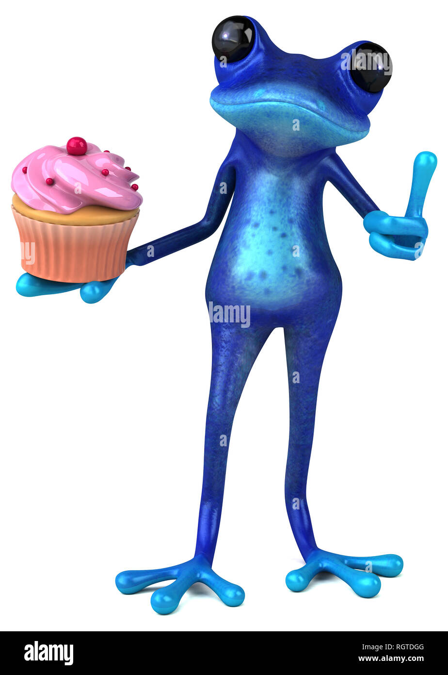 Fun blue frog - 3D Illustration Stock Photo - Alamy