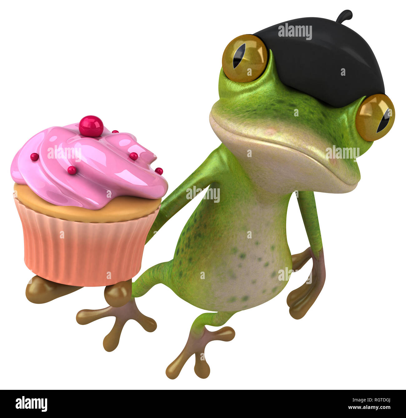Fun french frog - 3D Illustration Stock Photo - Alamy