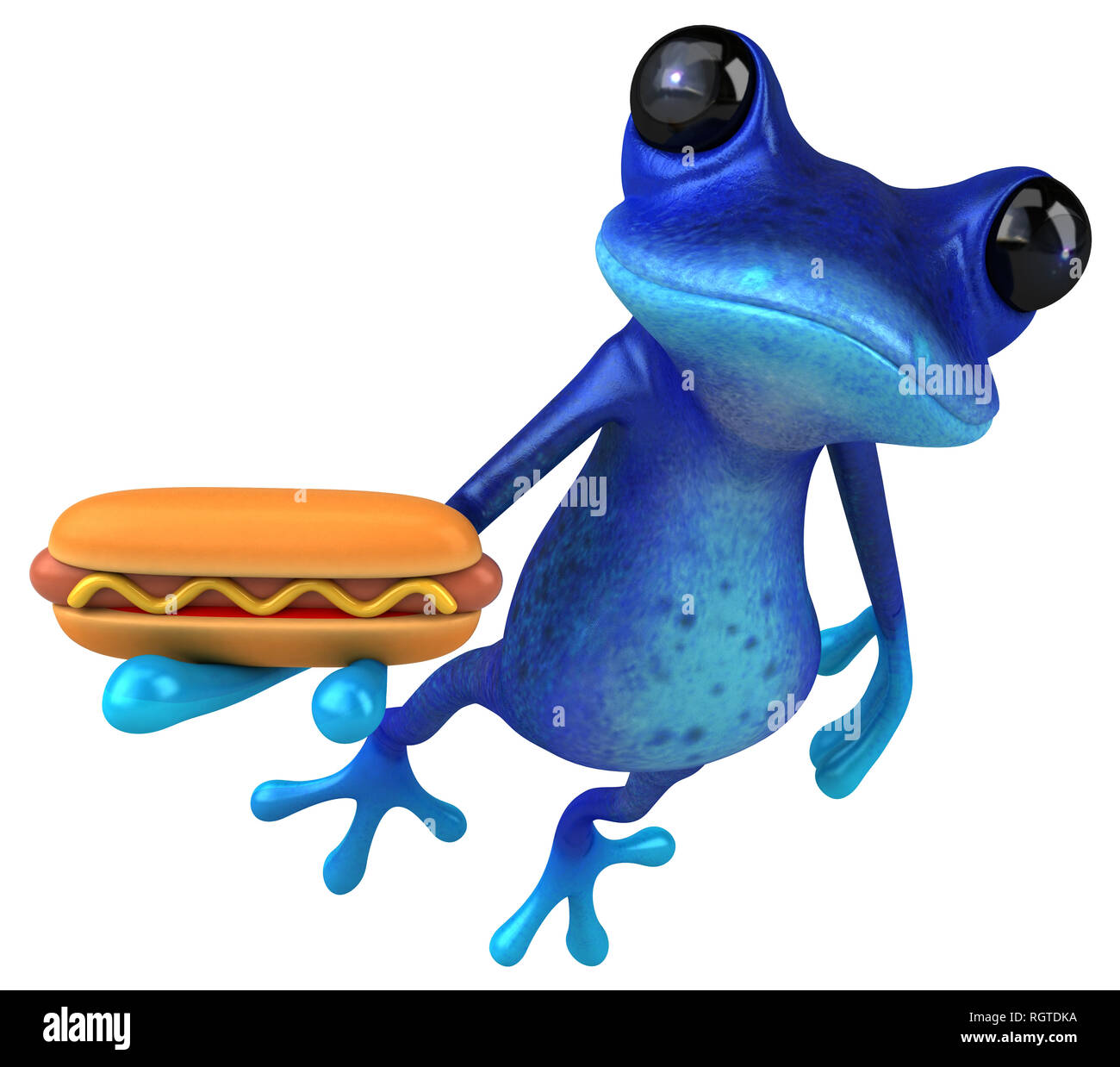 Fun blue frog - 3D Illustration Stock Photo - Alamy