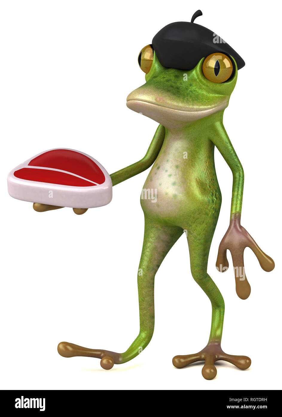 Fun french frog - 3D Illustration Stock Photo - Alamy